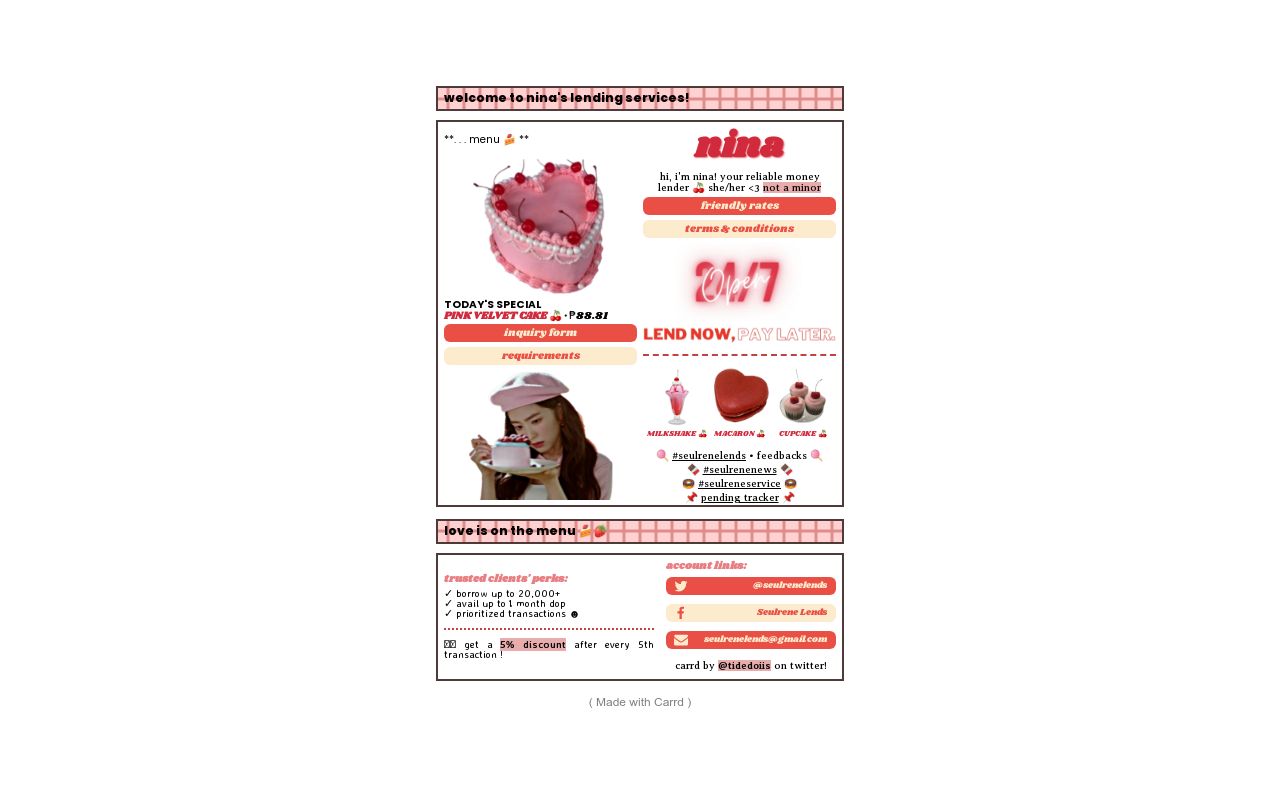 nina's lending service ! 🍒